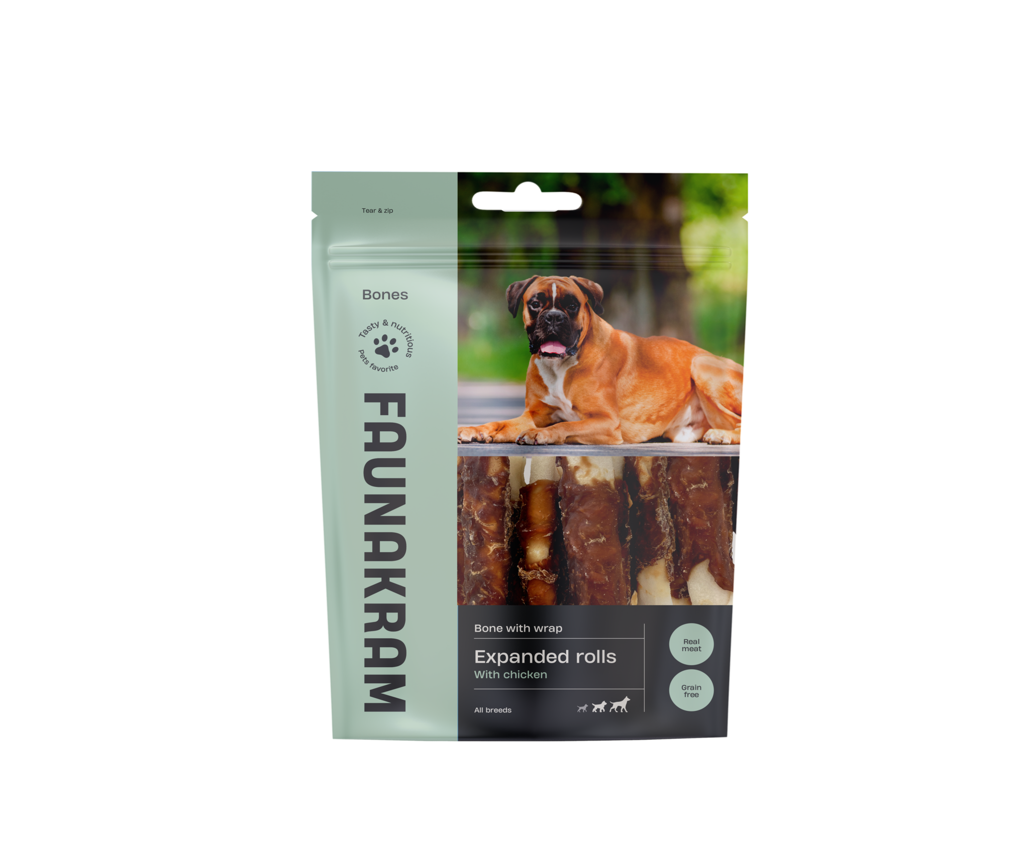 Faunakram 350g expanded rolls with chicken (10088) | FAUNAKRAM Pet Food